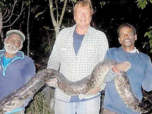 അമേരിക്കയിൽ പെരുമ്പാമ്പുശല്യം; പാമ്പുപിടിത്തക്കാർ ‌തമിഴ്‌നാട്ടിൽനിന്ന്